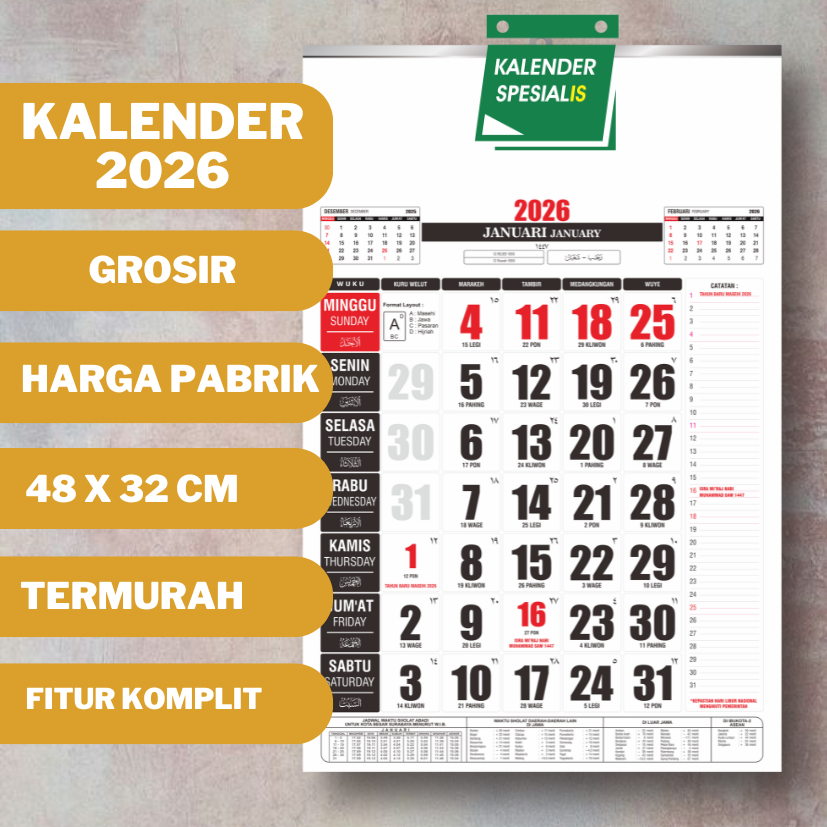 Jual KALENDER DINDING STANDAR 2026 POLOS GROSIR TERMURAH | Shopee Indonesia