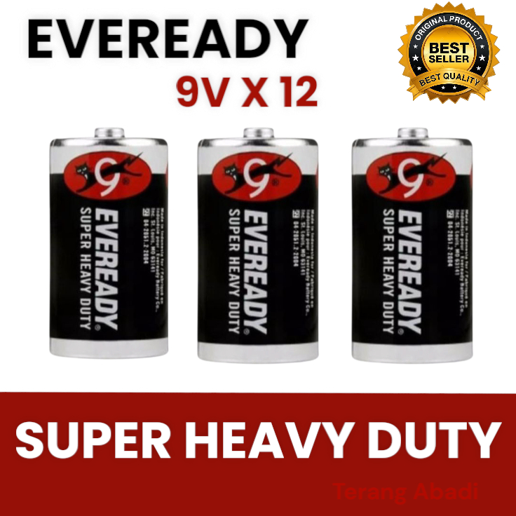Jual Baterai Eveready 9V Super Heavy Duty 6F22 Carbon Zinc - Baterai kotak 9 Volt Original ...