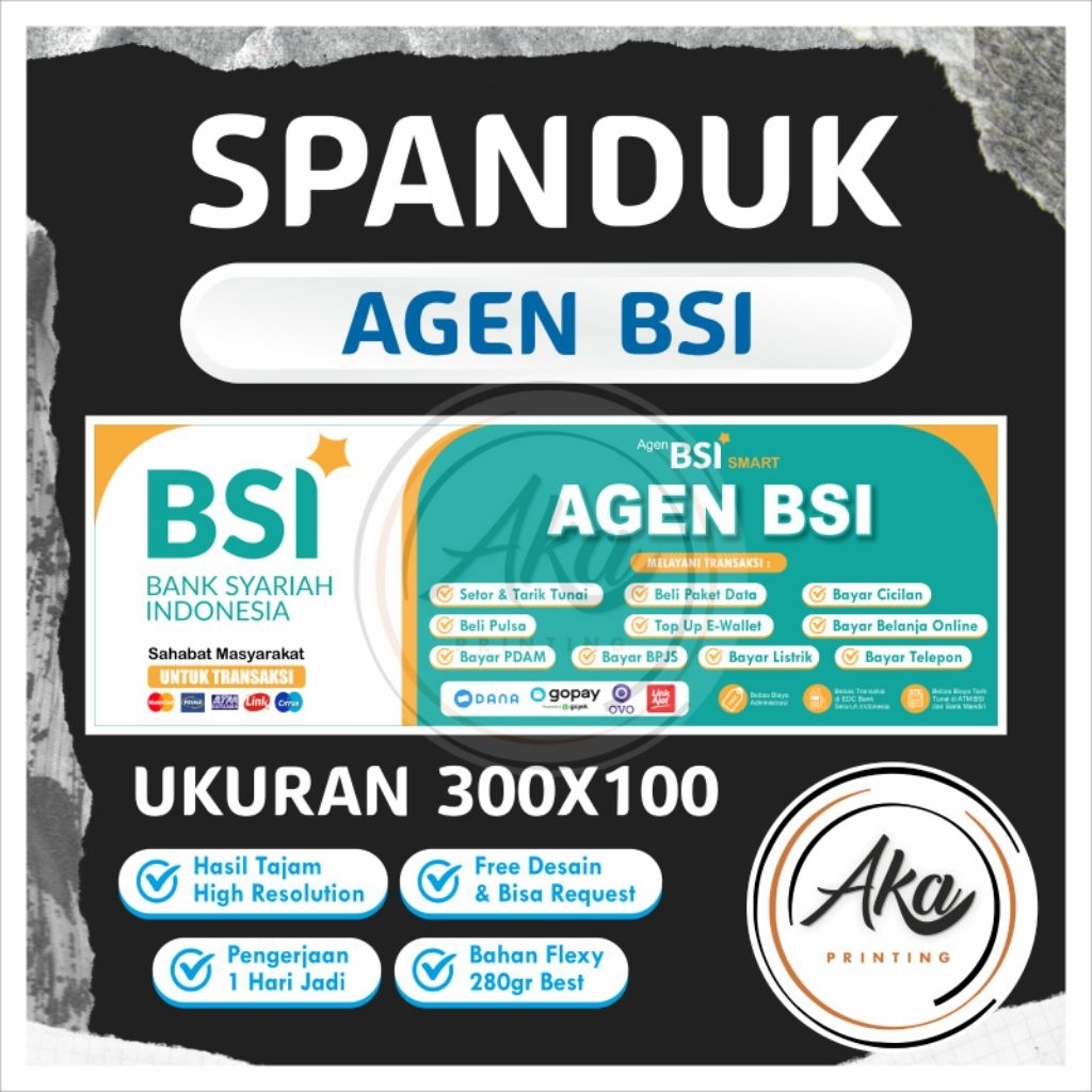 Jual Spanduk Agen BSI ukuran 3x1 Sehari Jadi | Shopee Indonesia
