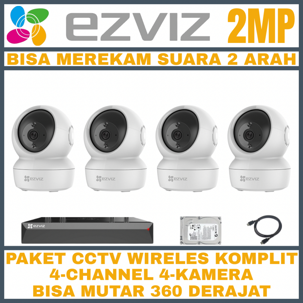 Jual Paket CCTV EZVIZ 2MP 4 Channel 4 Kamera Wireless | Shopee Indonesia