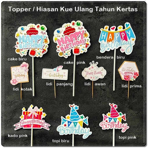 Jual TOPR-47 : Cake Topper / Hiasan Kue Ulang Tahun Ultah HBD Kertas ...