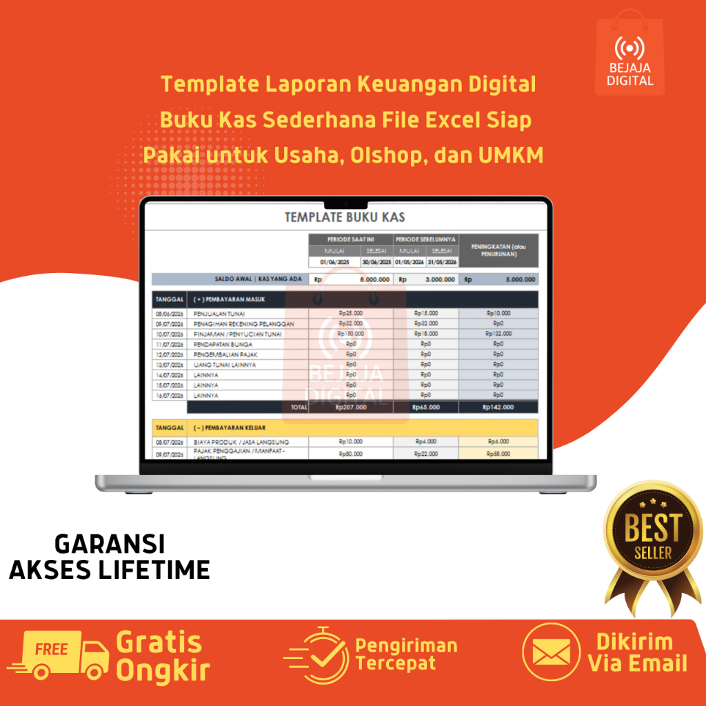 Jual Template Laporan Keuangan Digital Buku Kas Sederhana File Excel Siap Pakai untuk Usaha ...