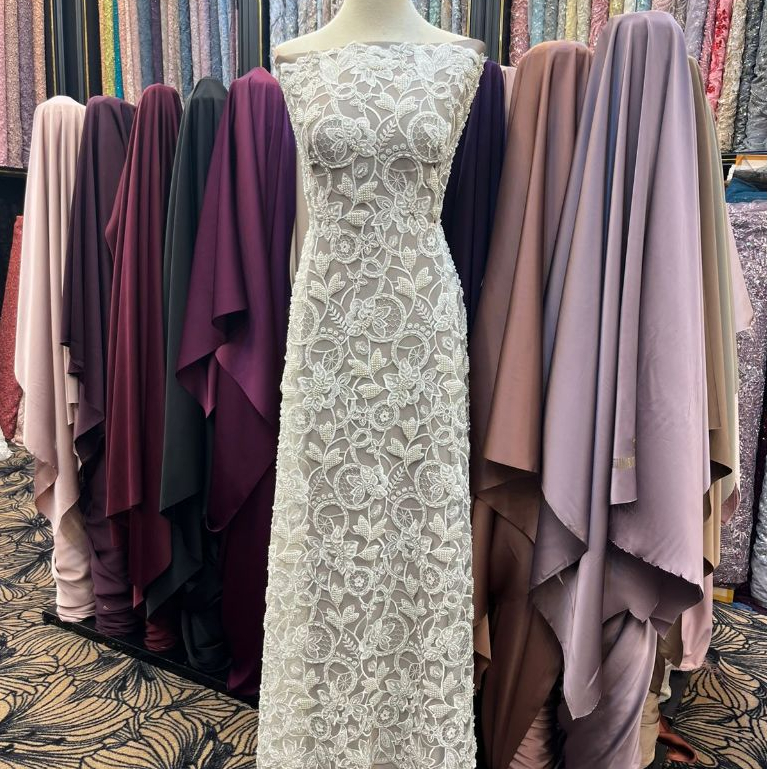 Jual Tulle Payet Embroidery Premium – 0.5 METER / Kain Elegan untuk ...
