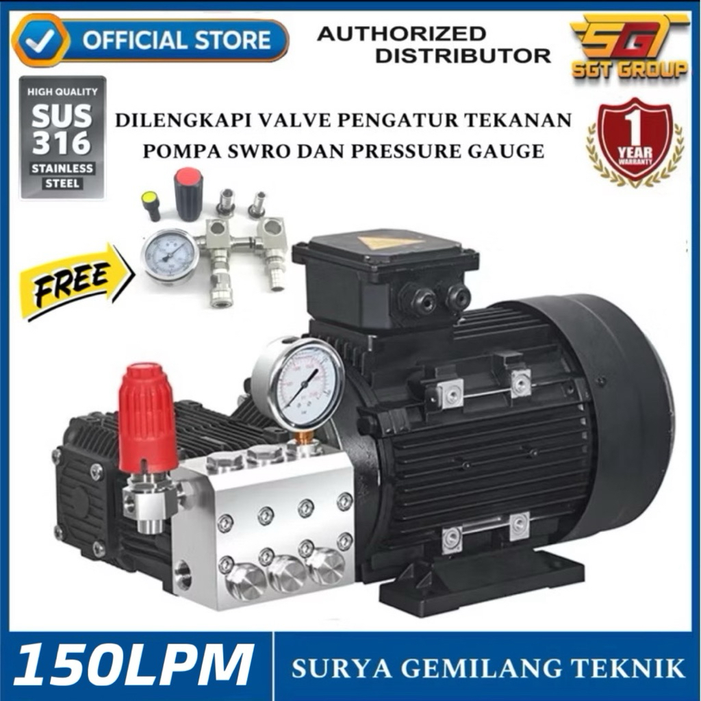 Jual POMPA PLUNGER SWRO 150LPM 100BAR HIGH PRESSURE SEA WATER POMPA ...
