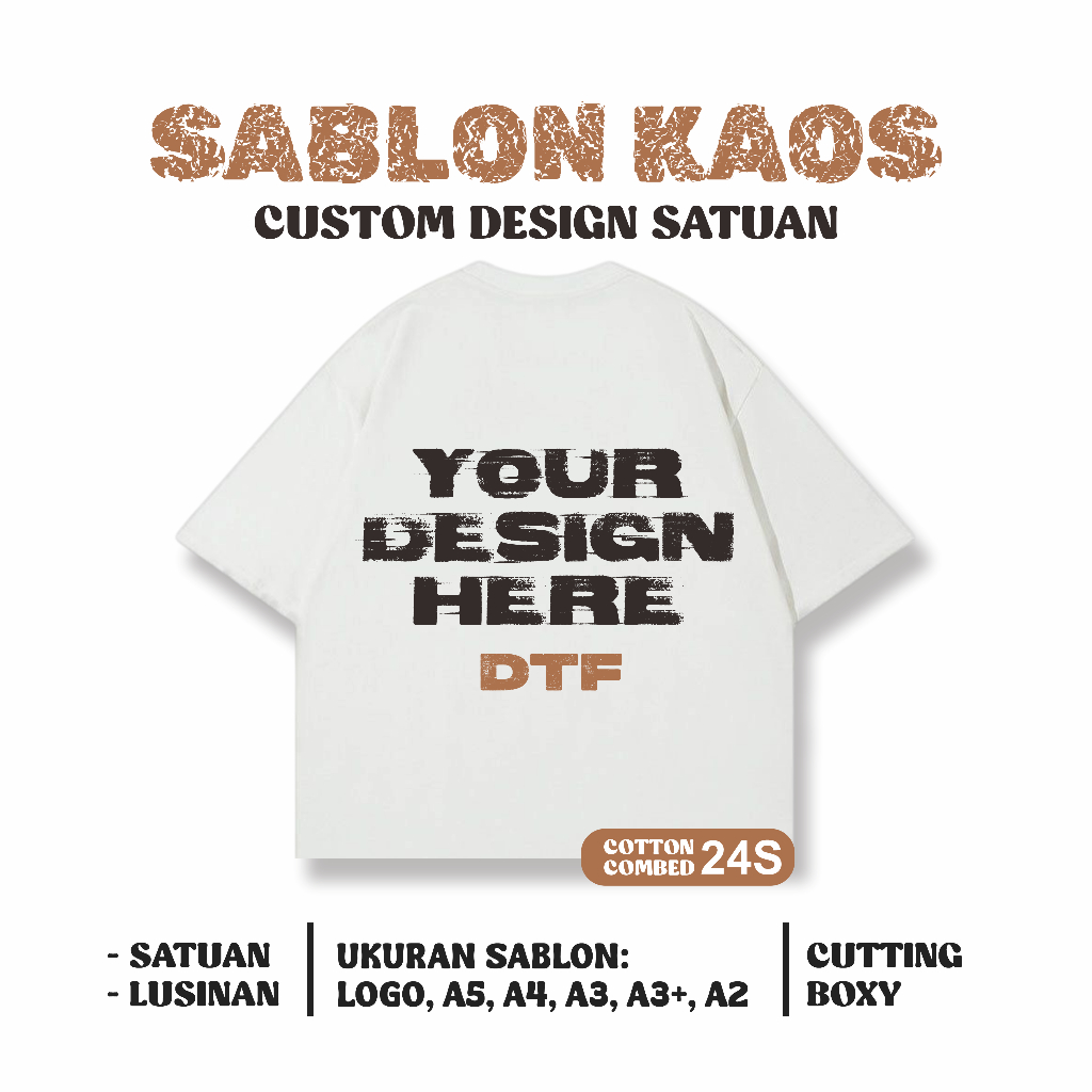 Jual Kaos sablon custom satuan boxy DTF premium baju sablon cotton combed 24s design suka suka ...