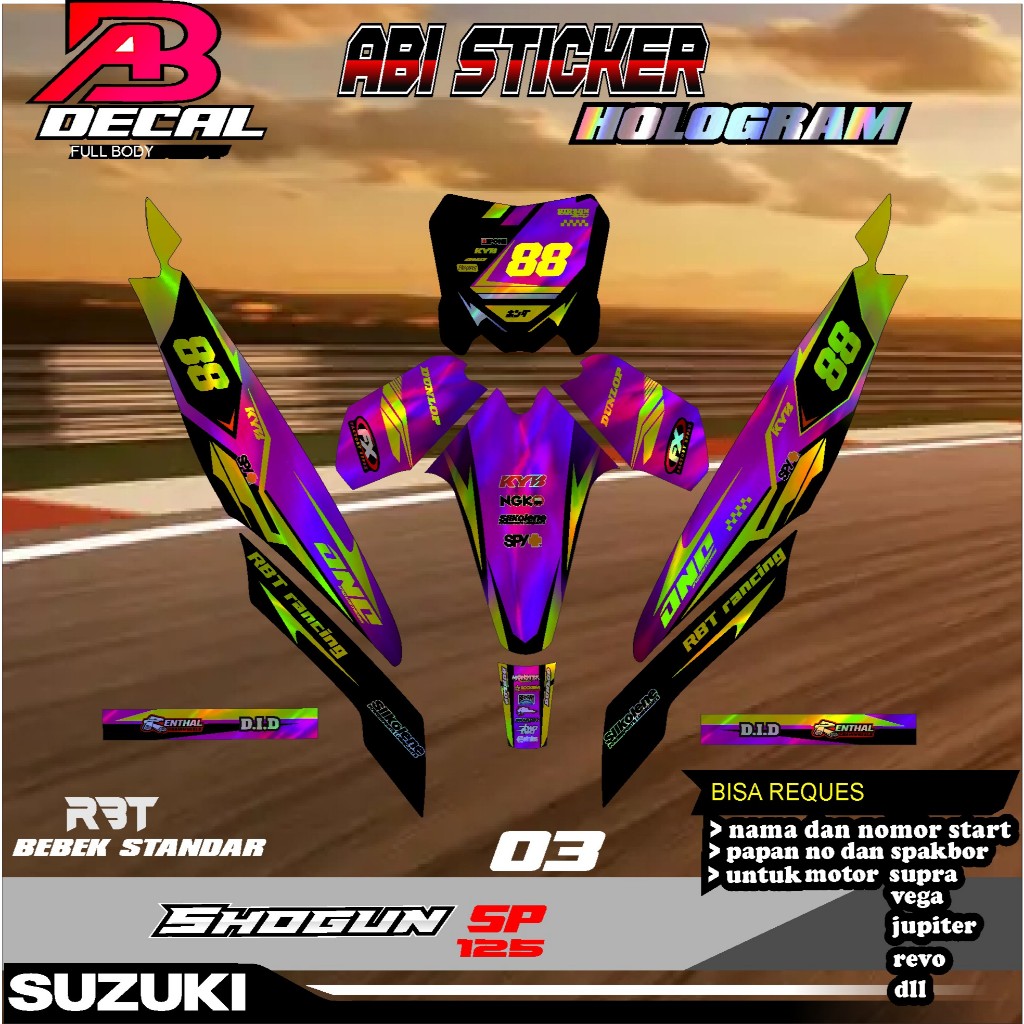 Jual (COD)HOLOGRAM sticker striping decal FULL BODY SHOGUN SP 125 NEW ...