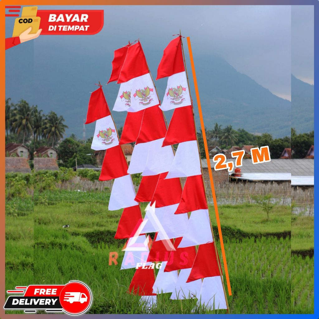Jual ISI 20 PCS BENDERA UMBUL UMBUL WARNA WARNI ZIG ZAG PANJANG 2,7M | Shopee Indonesia
