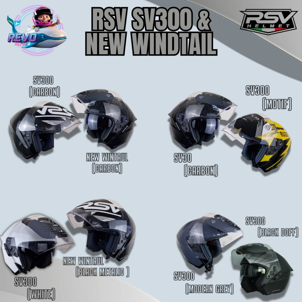 Jual HELM RSV SV300 & RSV NEW WINDTAIL SOLID / MOTIF ORIGINAL, HELM RSV HALF FACE PRIA & WANITA ...