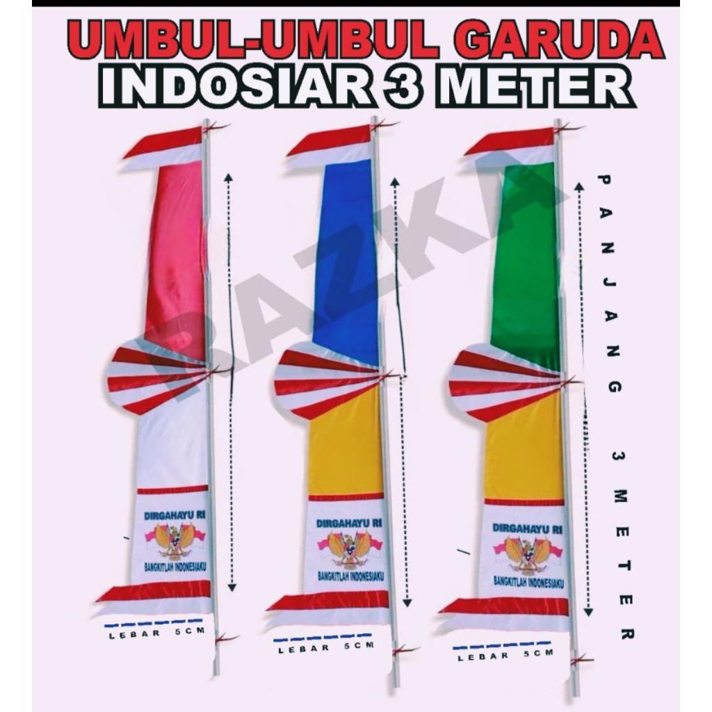 Jual (1PIS) BENDERA UMBUL-UMBUL MODEL GARUDA INDOSIAR MERAH PUTIH PANJANG 3METER | Shopee Indonesia