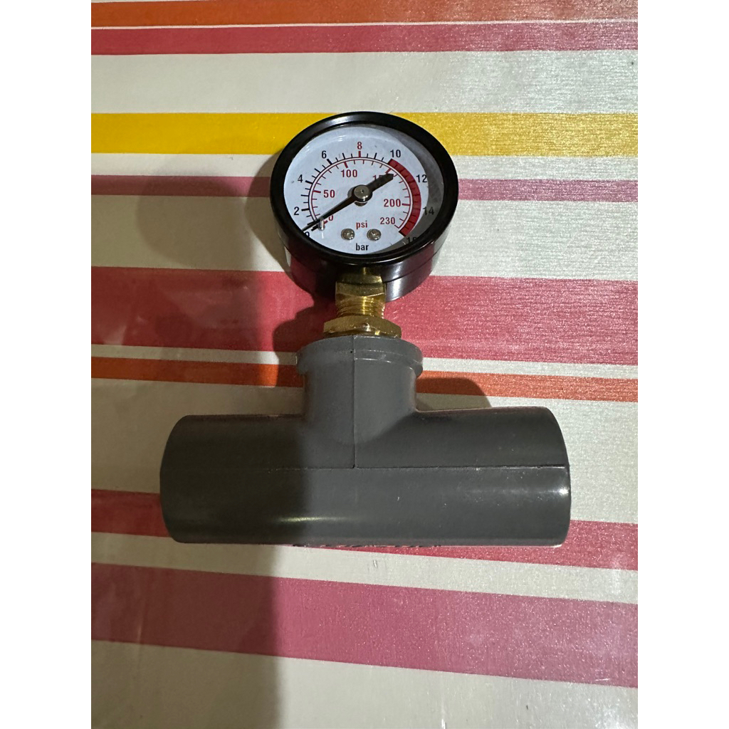 Jual 1/2” test tekanan pompa air manometer 16 bar. Pressure gauge 1/2 ...