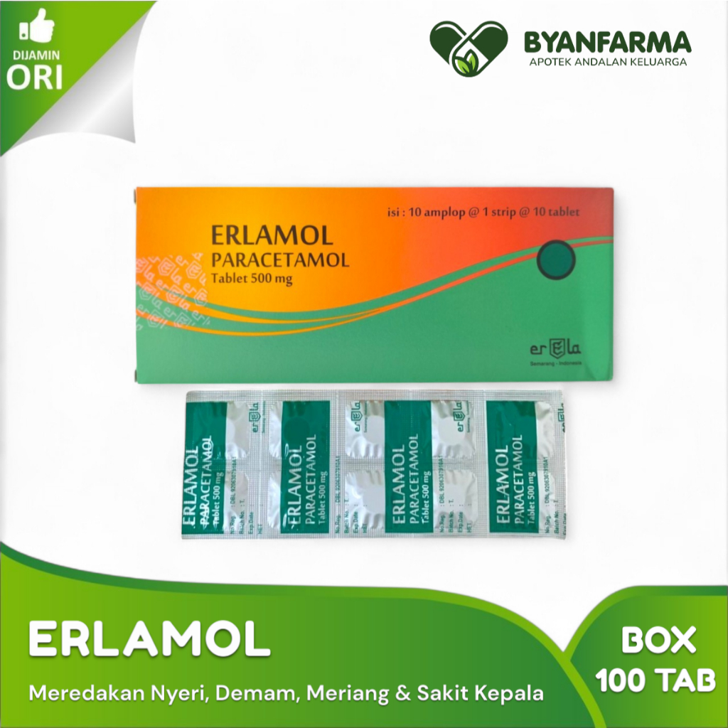 Jual Erlamol Tablet 500mg Box isi 100 Kablet - Paracetamol Obat Demam ...