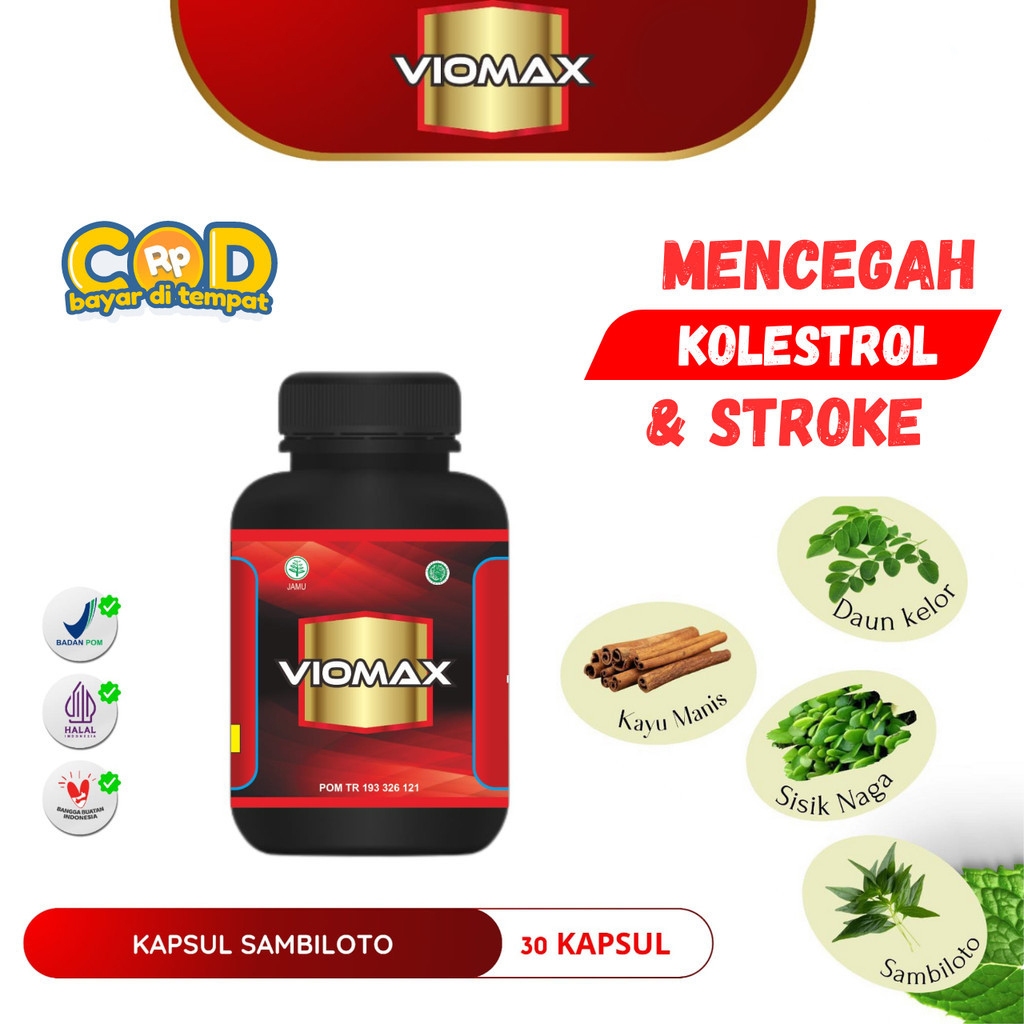 Jual HERBAL KAPSUL VIOMAX | KOLESTROL & HIPERTENSI | KAPSUL HERBAL | GEJALA STROKE | Shopee ...