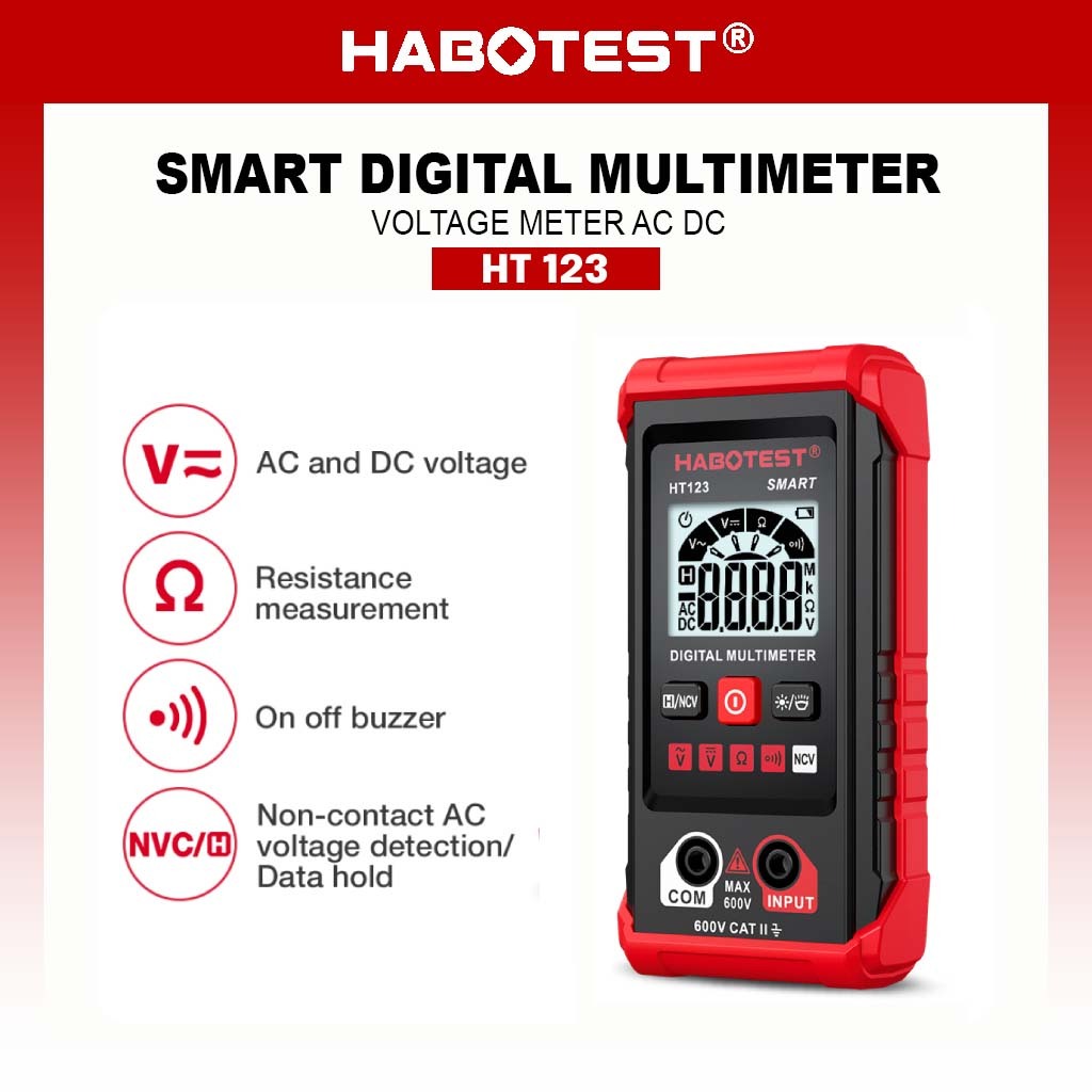 Jual HABOTEST Multimeter Digital Otomatis 600V Pengukur Tegangan ...