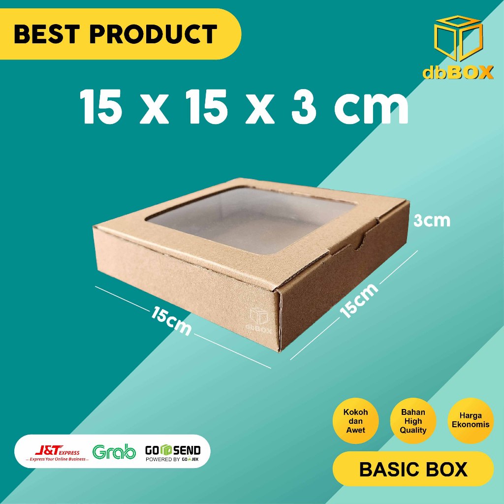 Jual (10Pcs) BOX MIKA 15X15X3 cm kardus die cut, untuk kue hampers gift ...