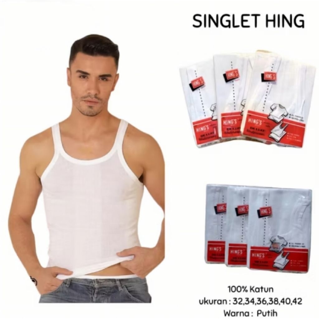 Jual SINGLET HINGS PRIA, 123 B, SIZE 32 / 34 / 36, DALAMAN SINGLET ...