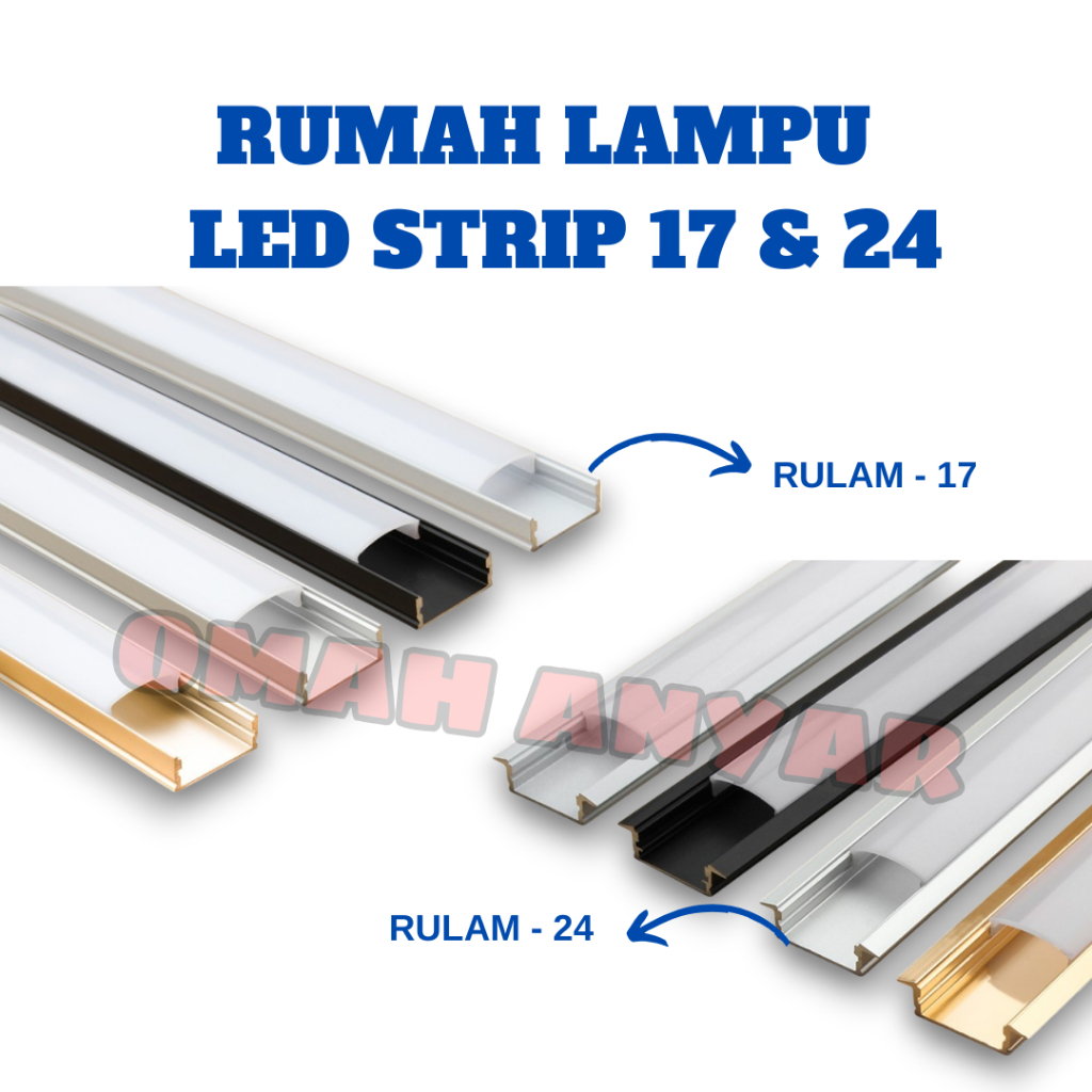 Jual (POTONG JADI 2) List Rumah Lampu Huben LED Stripe Aluminium RULAM ...