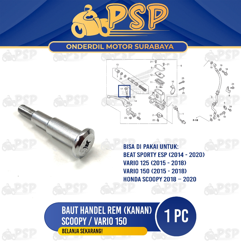 Jual Baut Handel Rem Scoopy / Vario New 150 (Harga 1 PC) - Baud Handle ...