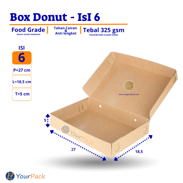 Jual DUS BOX DONAT ISI 6 / ROTI / BROWNIES / KUE / DONUT / BOMBOLONI ...