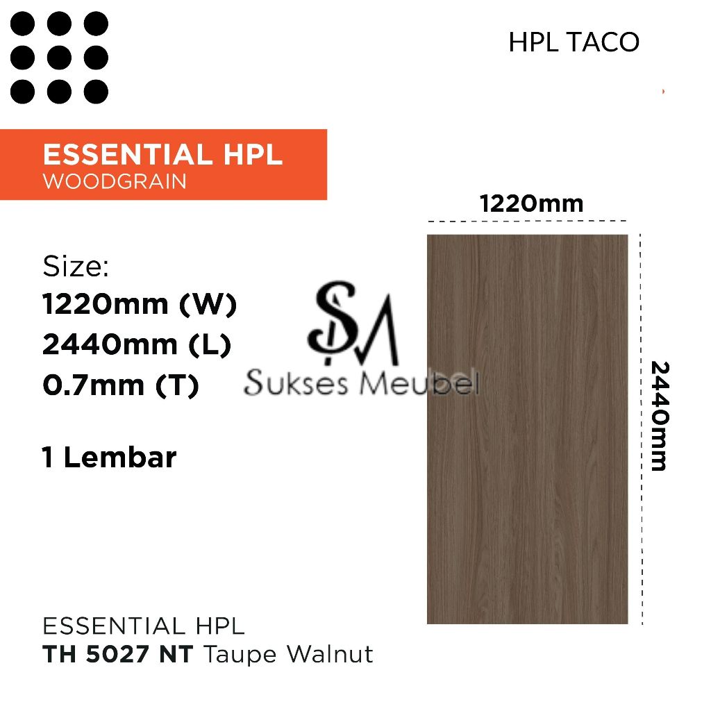 Jual TACO HPL Woodgrain Walnut TH 5027 NT - Taupe Walnut | Per 1 Lembar ...