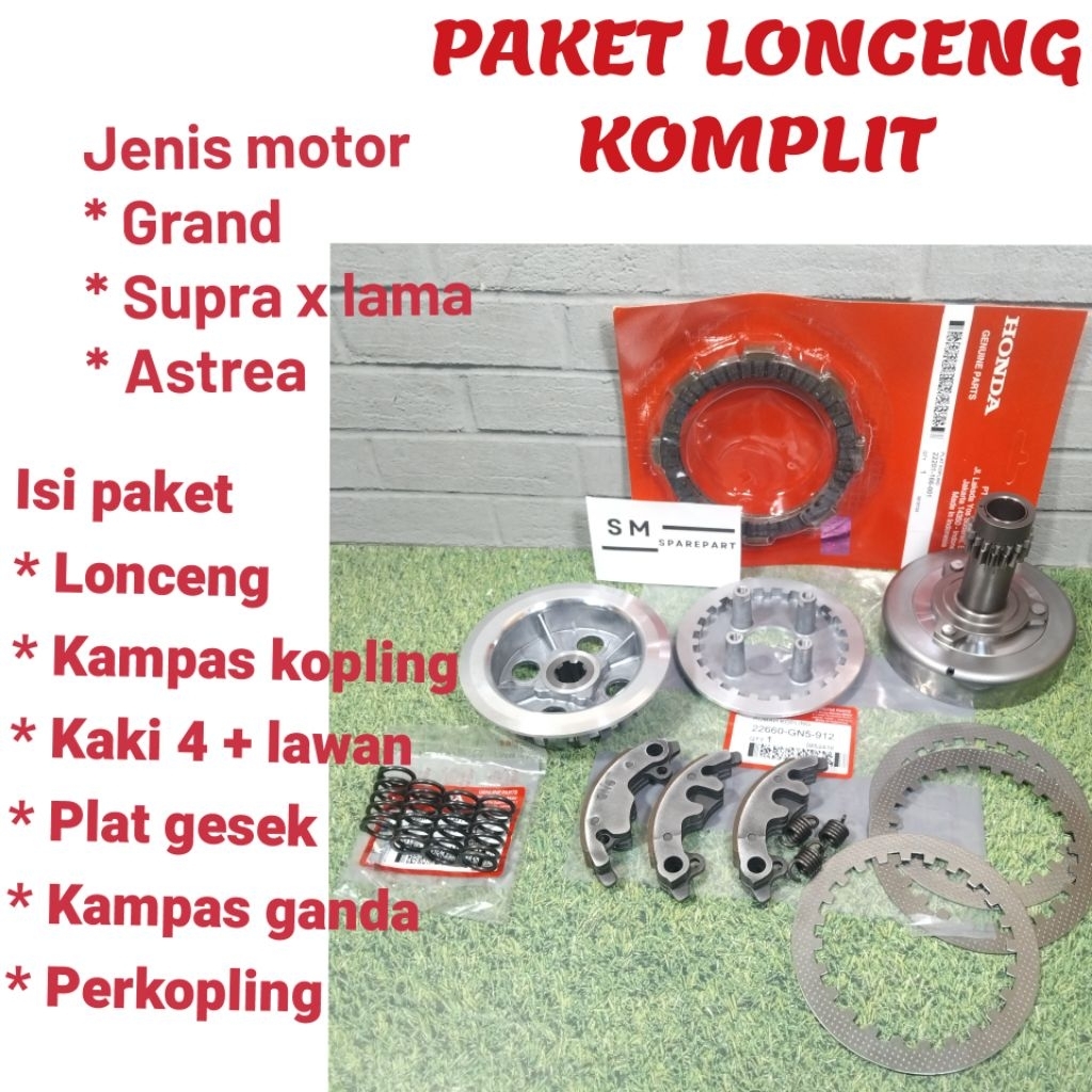 Jual Paket kopling komplit Grand ( Lonceng + kampas kopling + kampas ganda + kaki 4 + lawan ...