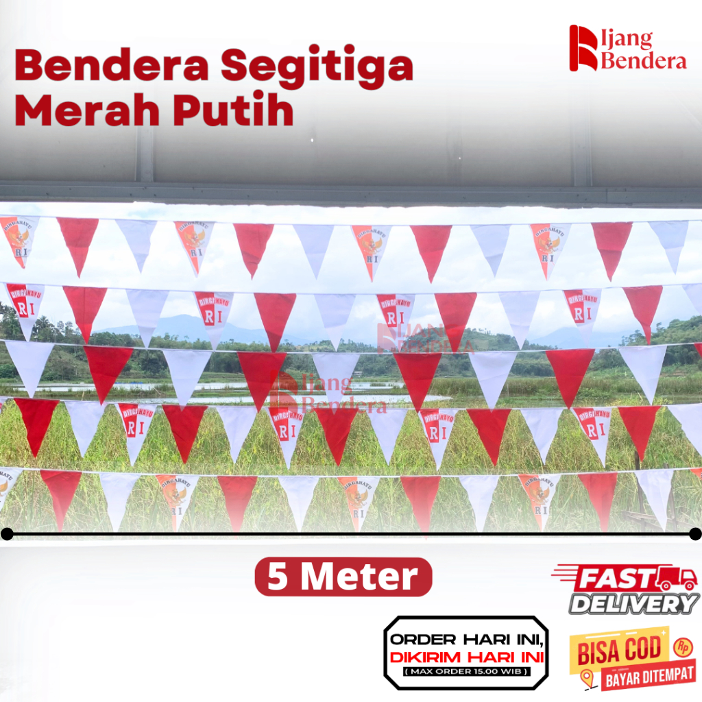 Jual Bendera Segitiga DIRGAHAYU RI Merah Putih 5 Meter Hiasan HUT Kemerdekaan Indonesia | Shopee ...