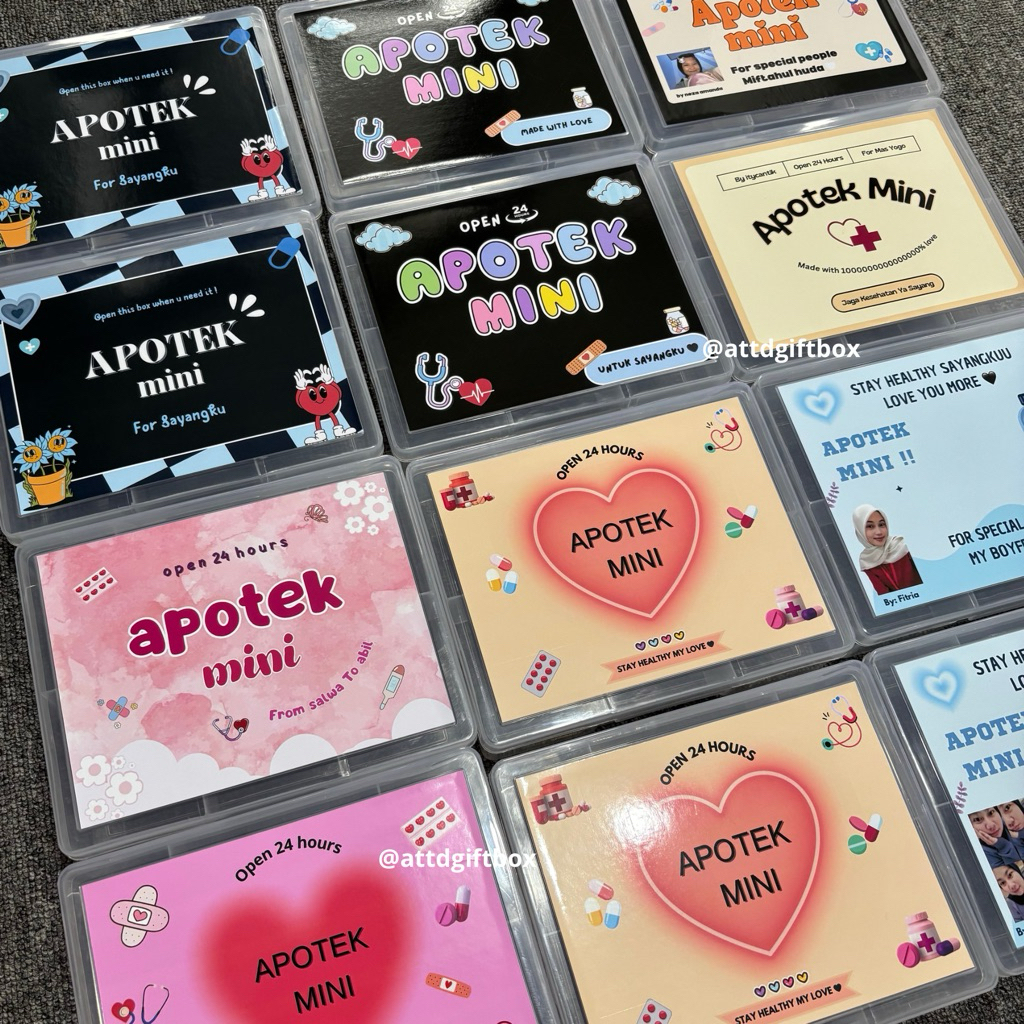 Jual READY (1 Hari jadi) CUSTOM BOX APOTEK MINI BOX 6 SEKAT + STIKER ...