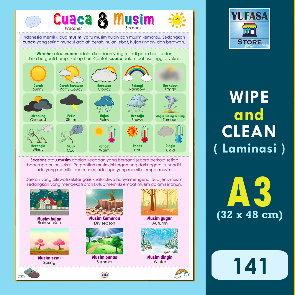 Jual 141 poster cuaca dan musim - Poster Edukasi Anak - Poster belajar ...