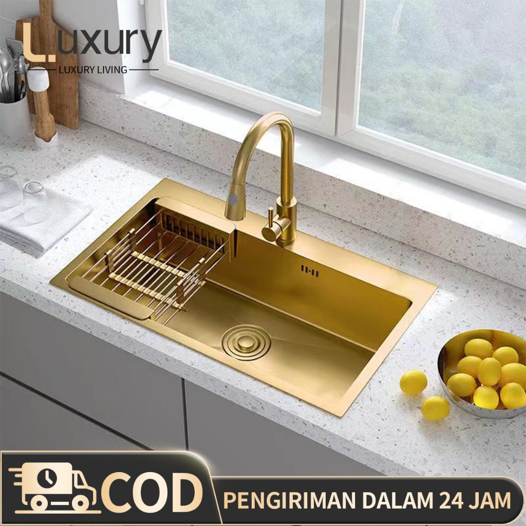 Jual LL Kitchen Sink Modern Bak Cuci Piring Emas Kitchen Sink Gold Full ...