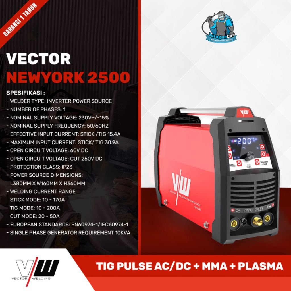 Jual Mesin Las Tig 200A AC/DC Pulse Plasma MMA merk V/W tipe Red ...