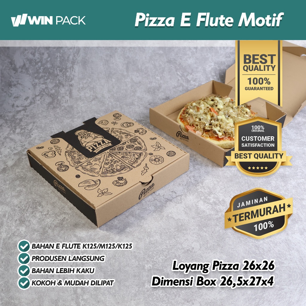 Jual (20 Pcs) Kardus Pizza Size 25x25 | Box Pizza 25x25 cm | Motif ...