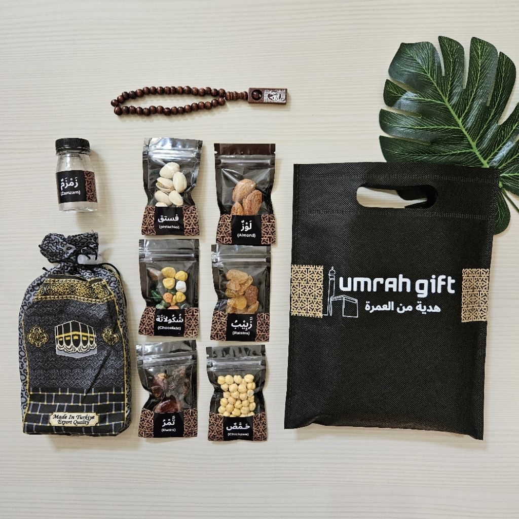 Jual Souvenir snack oleh oleh umroh haji kemasan tas tenteng hitam ...