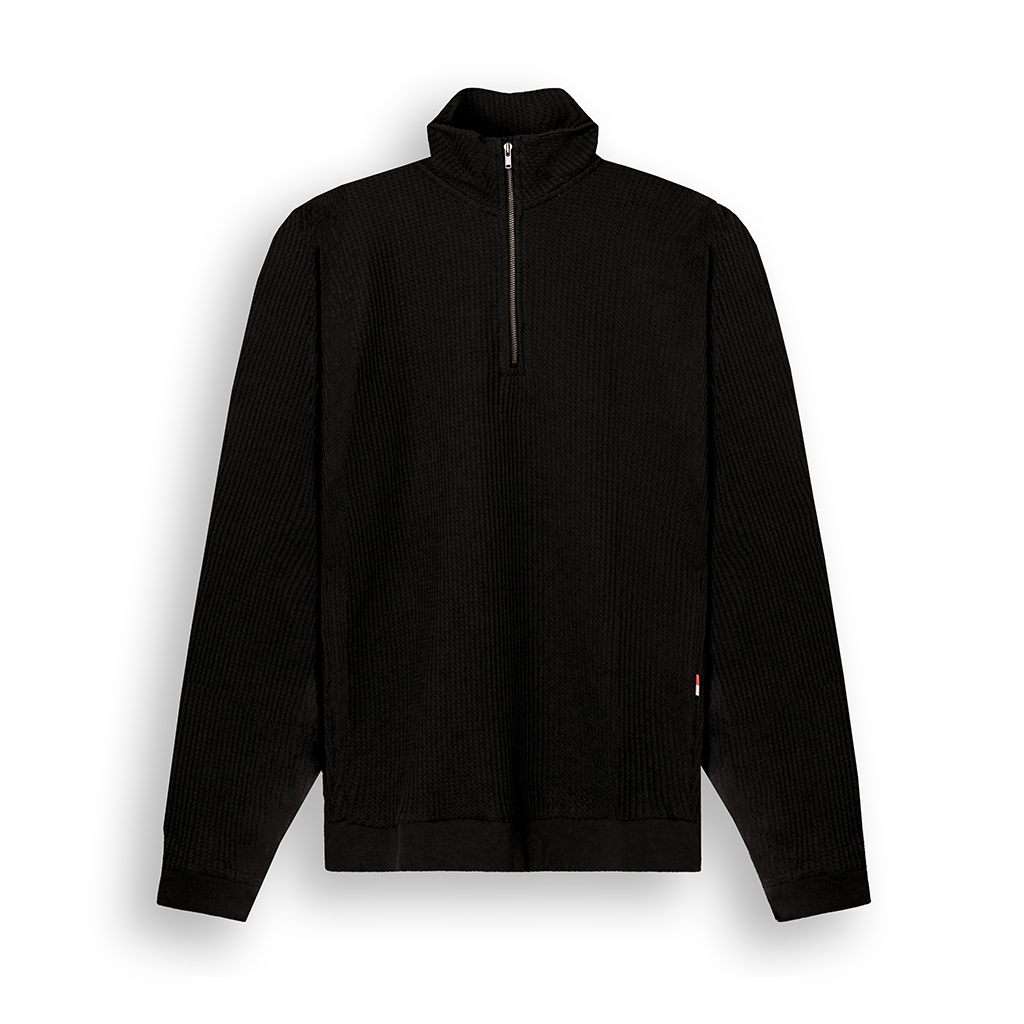 Jual DRM Sweater Pria Halfzip Spencer / Waffle Half zip - Black ...