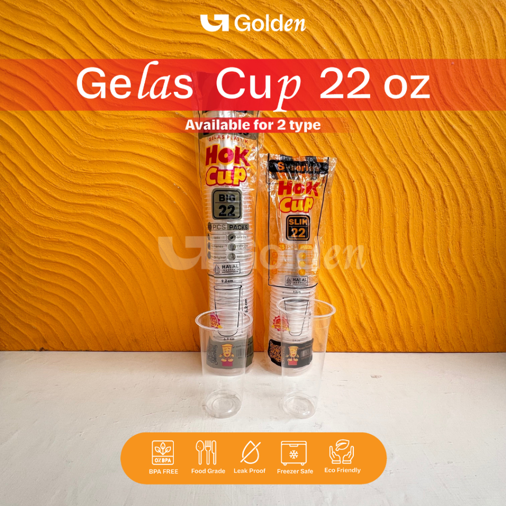 Jual [PACK] HOK Cup Varian Slim Big Oval Gelas Plastik Cup 22 Oz 18 Oz ...