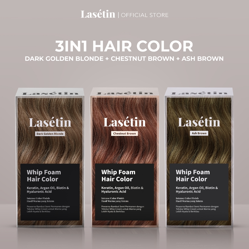 Jual Lasetin - Bundle 3in1 Hair Color (Ash Brown + Chestnut Brown ...