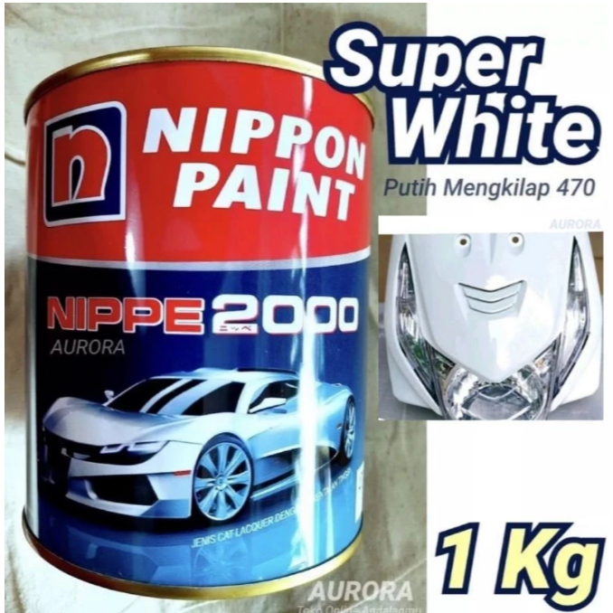 Jual Cat Nippe 2000 Super White 470 Putih Mengkilap 1Kg Nippon Paint ...