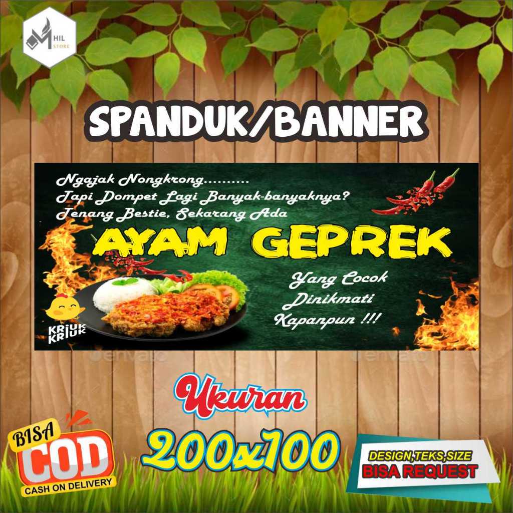 Jual Spanduk Banner Size 200X100cm AYAM GEPREK Free Custom Design Dan ...