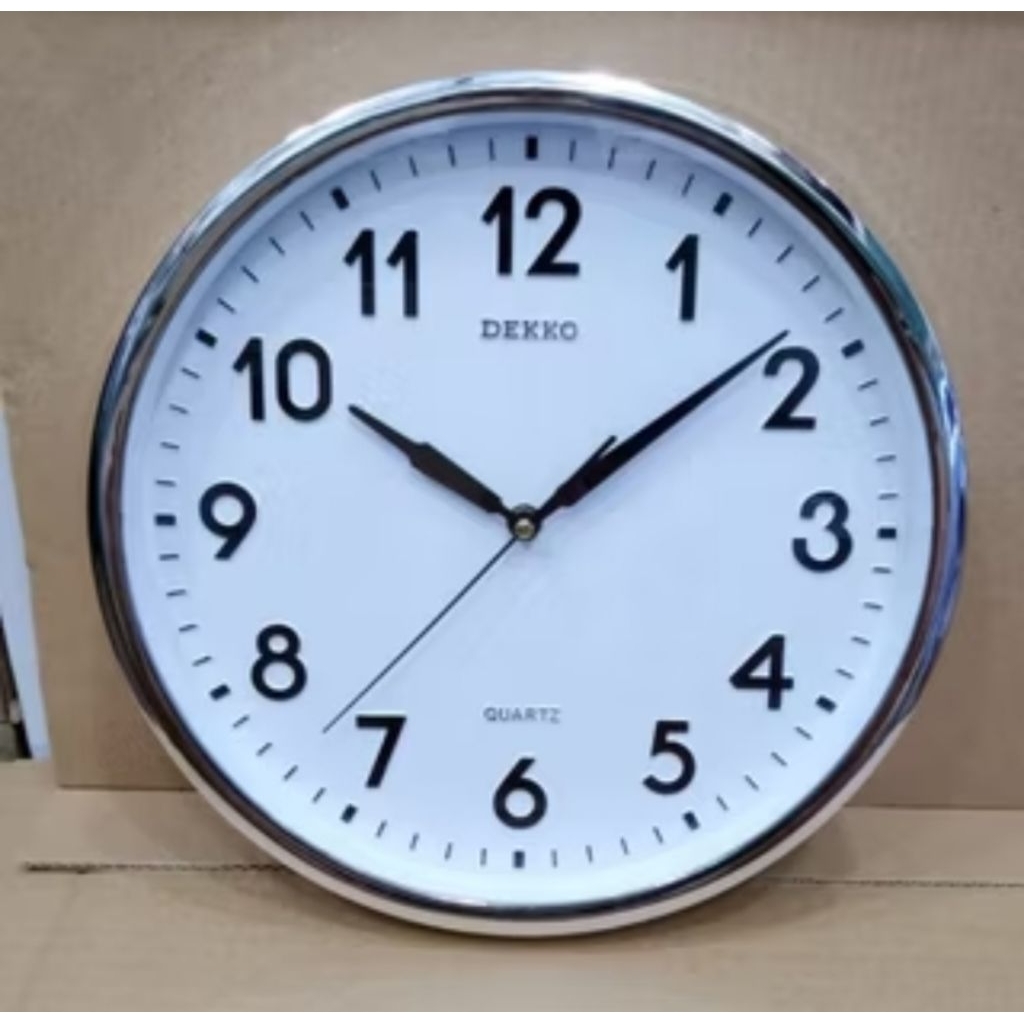 Jual Jam dinding Dekko Bulat Crome mengkilat Diameter 33cm _+ | Shopee ...