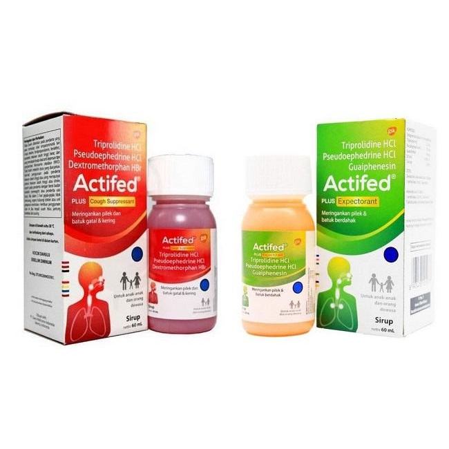 Jual Actifed Plus Cough Syrup 60ml Red & Green - No Cough Flu Relief ...
