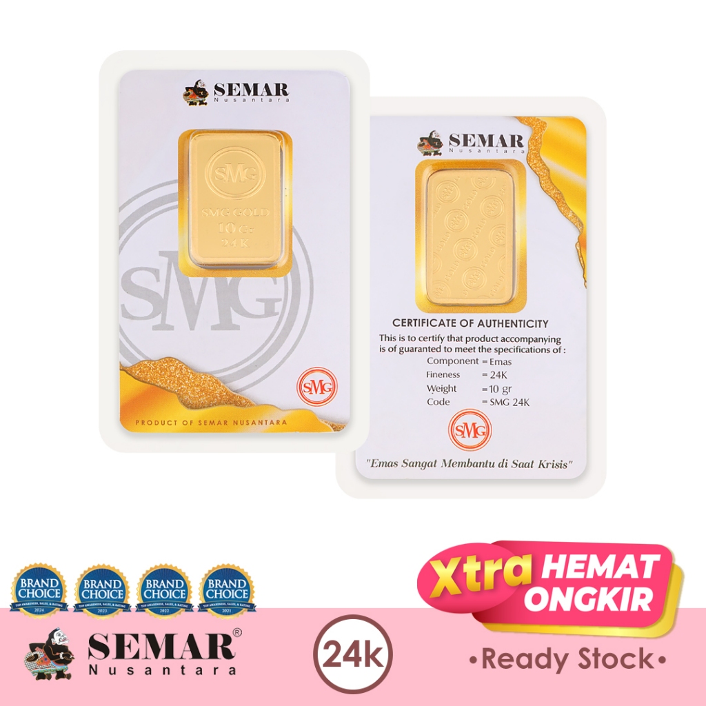Jual Logam Mulia SMG Gold Press 10gram Emas Batangan Semar Nusantara ...