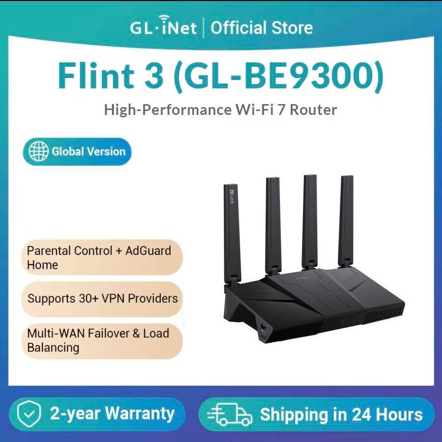Jual GLiNet Flint 3 ( GL-BE9300) Global Version Router Tri-band Wi-Fi 7 ...