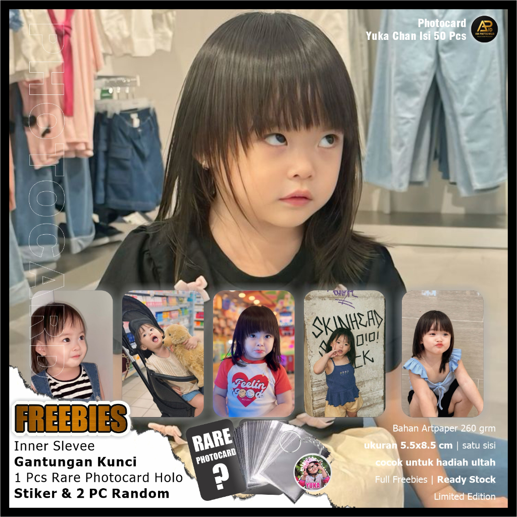Jual Photocard Yuka Chan isi 50 Pcs Fanmade | Bonus Ganci, Rare Card, 2 PC random, Stiker dan ...
