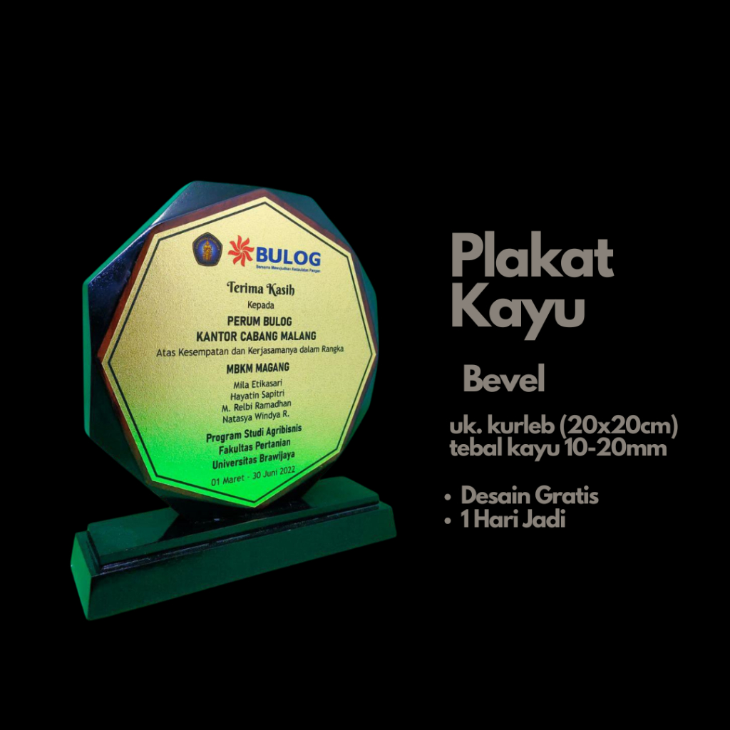 Jual Plakat dan Vandel Kayu Bevel Segi Lima | Plakat Premium ...
