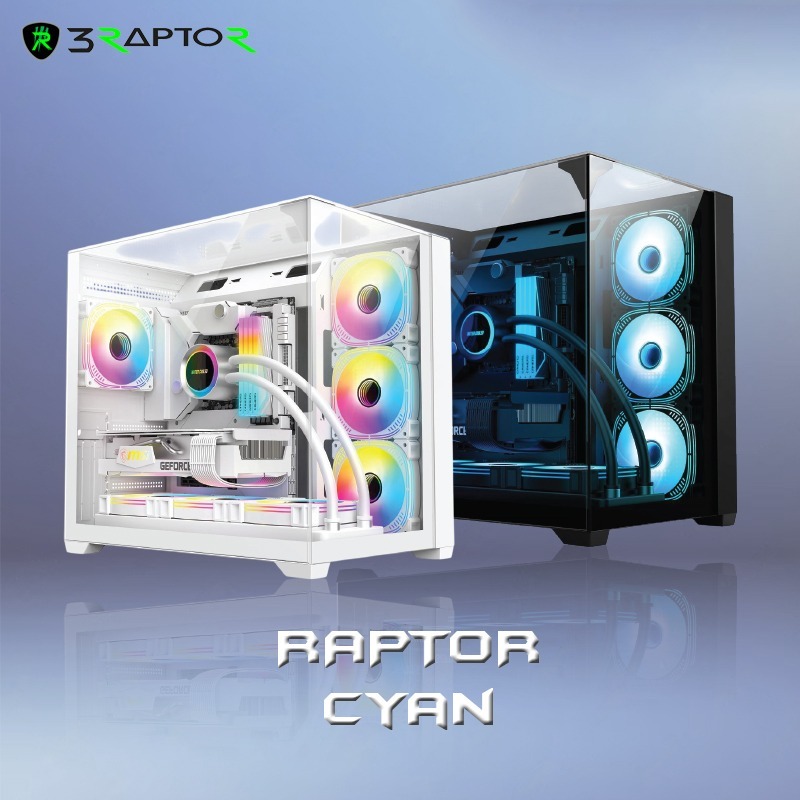 Jual Casing Gaming/PC/Office Raptor CYAN ATX/M-ATX/ITX - Free 4 Fan ...