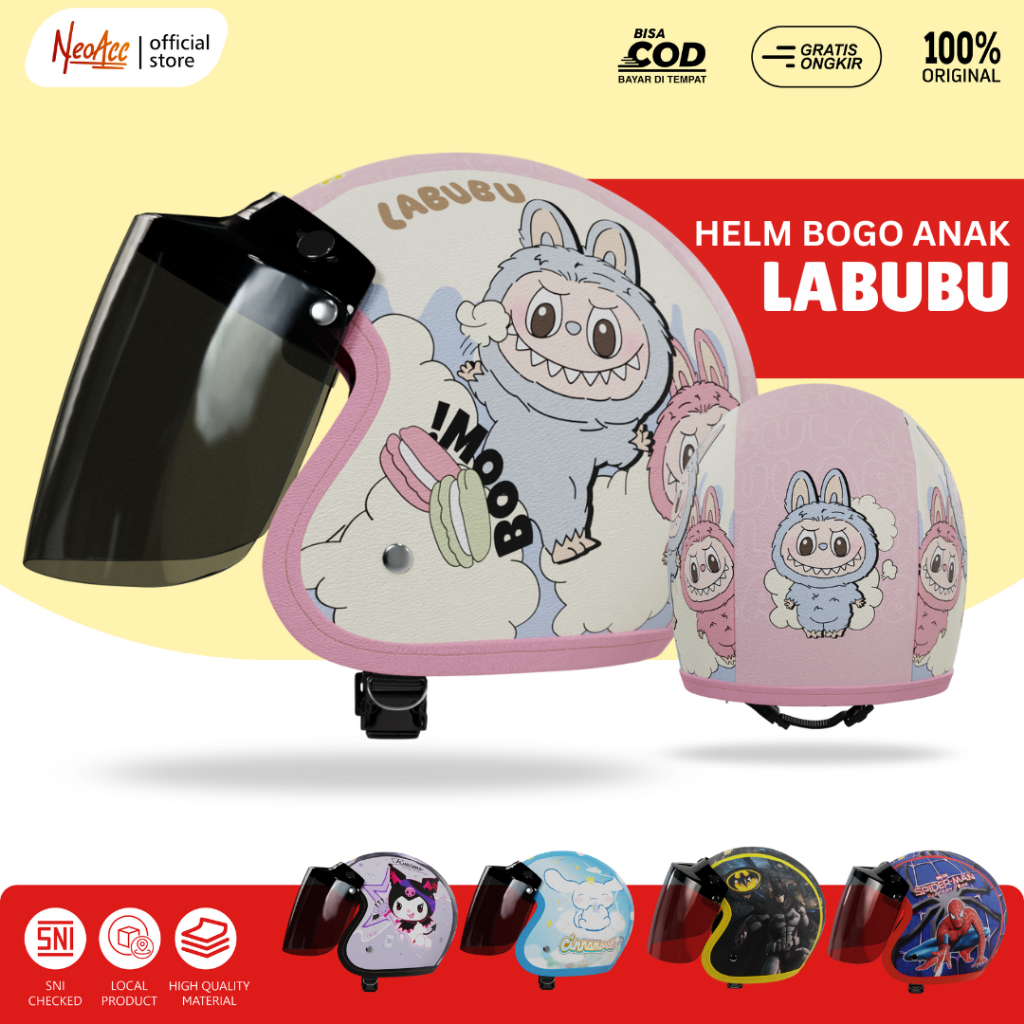 Jual Helm Bogo Anak 2-7 Tahun Karakter Lucu Unyu Kulit Printing Kaca ...