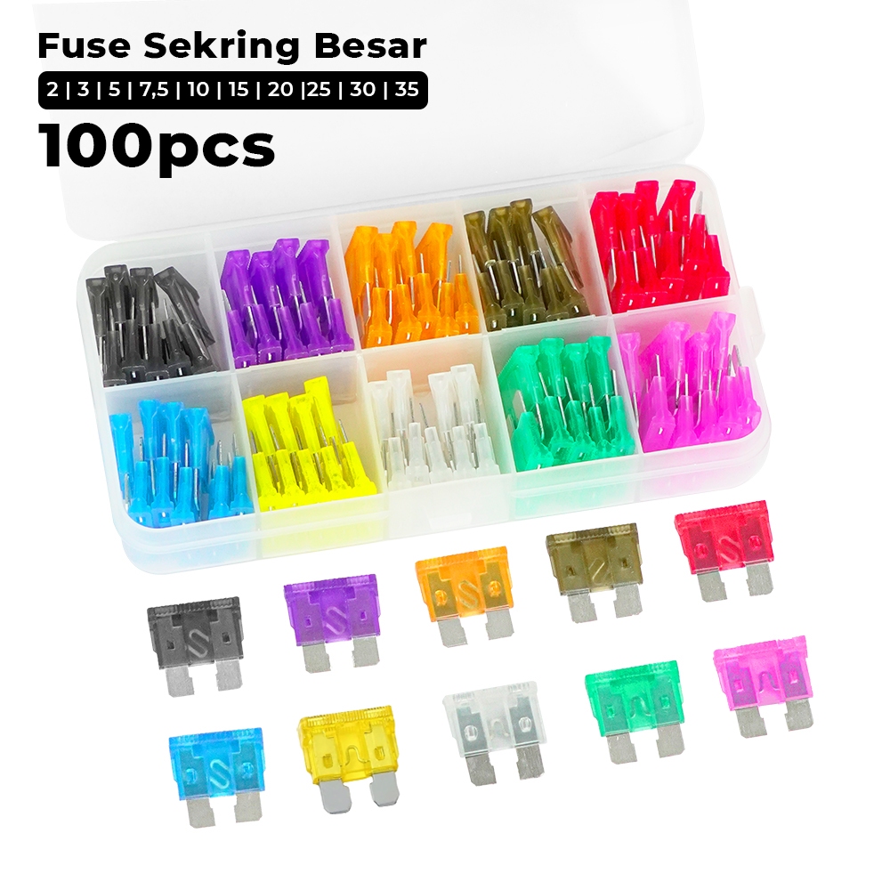 Jual 100 Pcs Fuse Sekring Besar Kecil Ukuran 2-35 Ampere Warna ...