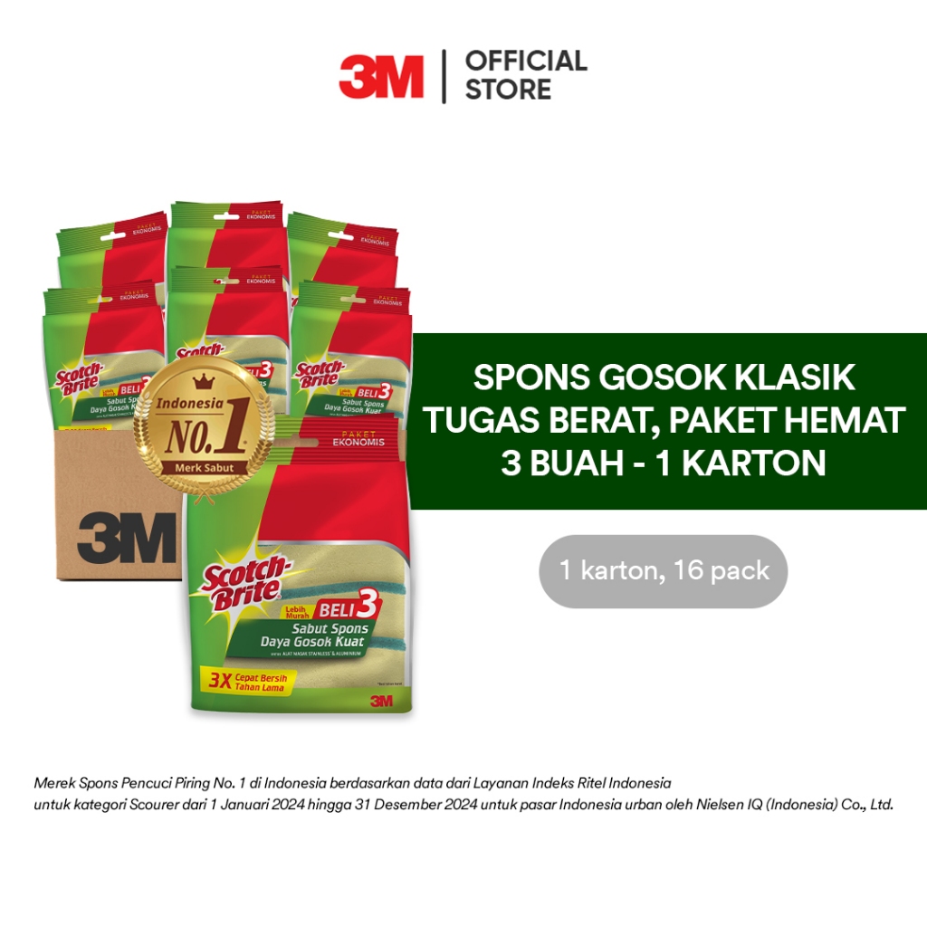 Jual 3M™ Scotch-Brite® Tough Clean Anti-Bacteria Sabut Spons 3pcs/pak ...