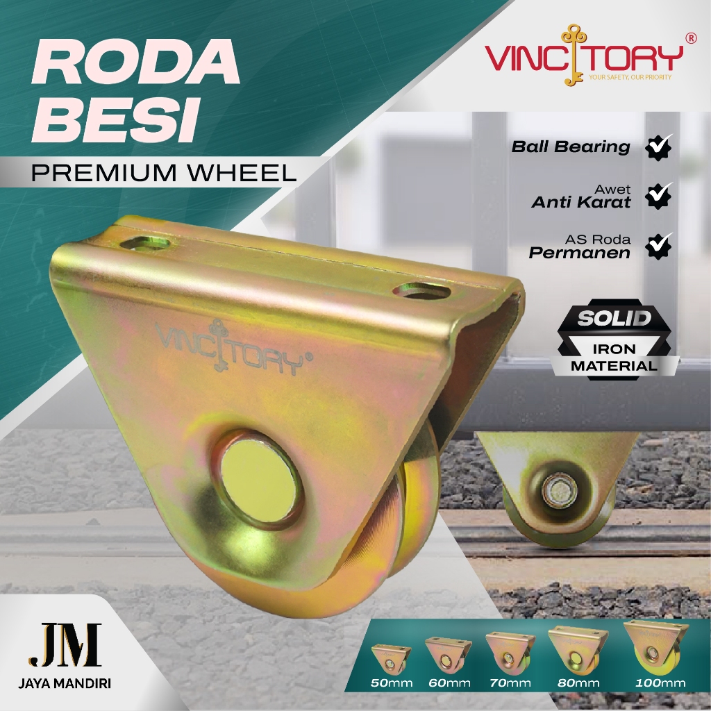Jual VINCITORY Roda Pagar Besi Rel Gerbang Sliding Model V Ukuran 50mm ...
