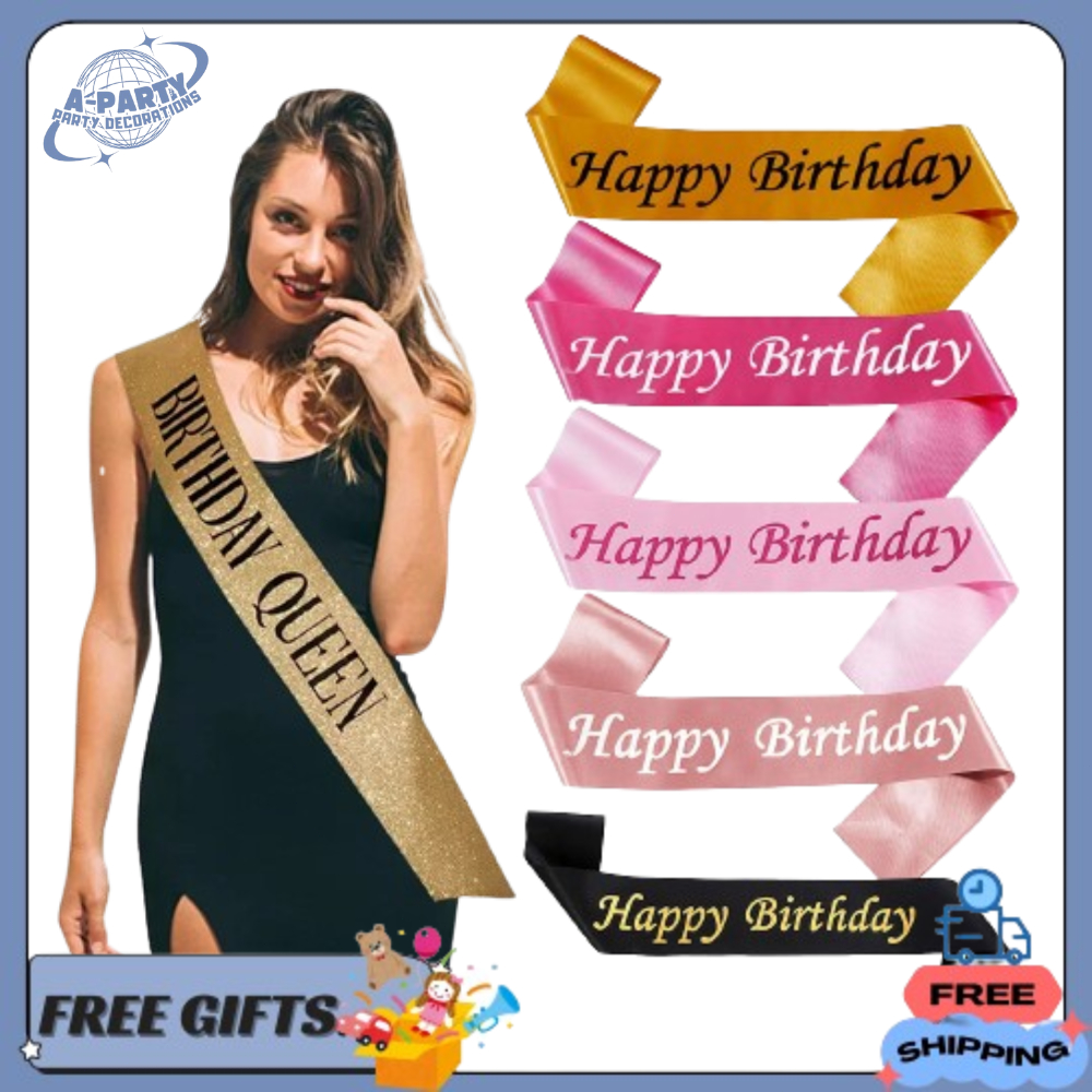 Jual Selempang Sash Happy Birthday Ulang Tahun Bahan Satin Tali Bahu ...
