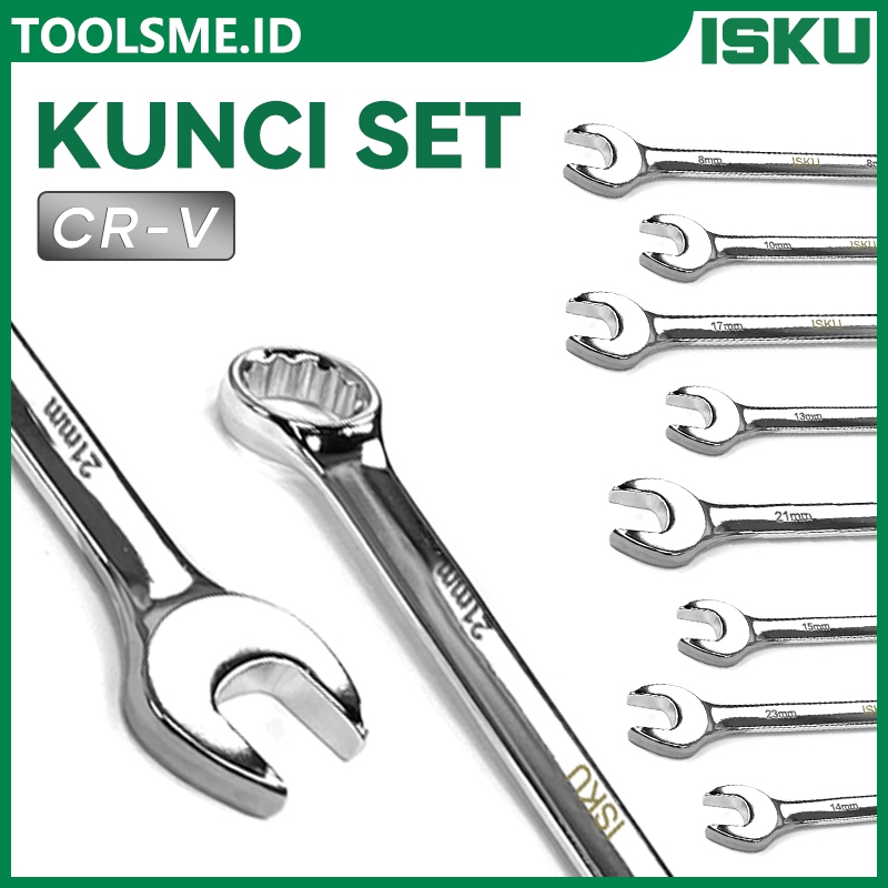 Jual ISKU Kunci Ring Pas Set 11pcs 8-24mm/dengan tas penyimpanan Kunci ...