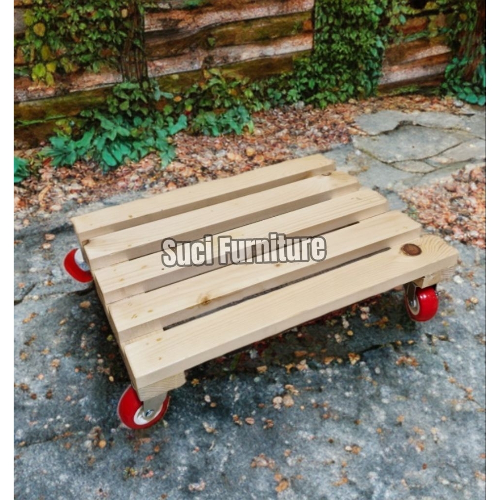 Jual TROLY KAYU RODA 40CM X 30CM / ALAS KAYU RODA / TATAKAN GALON ALAS ...